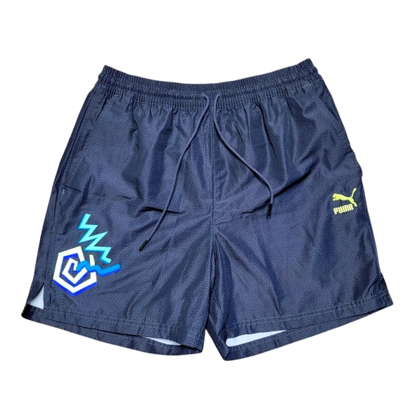 Puma | Swim | Puma Mens Swim Shorts Black With Blue And Yellow Accents ...